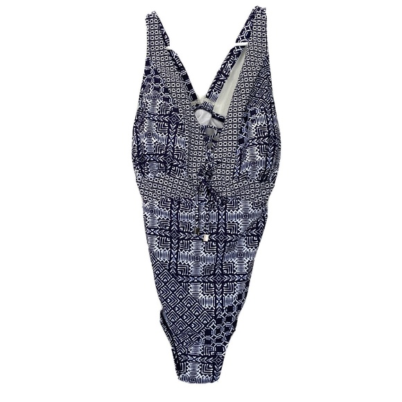 Kona Sol | Swim | Kona Sol Blue Print Laceup One Piece Swimsuit | Poshmark